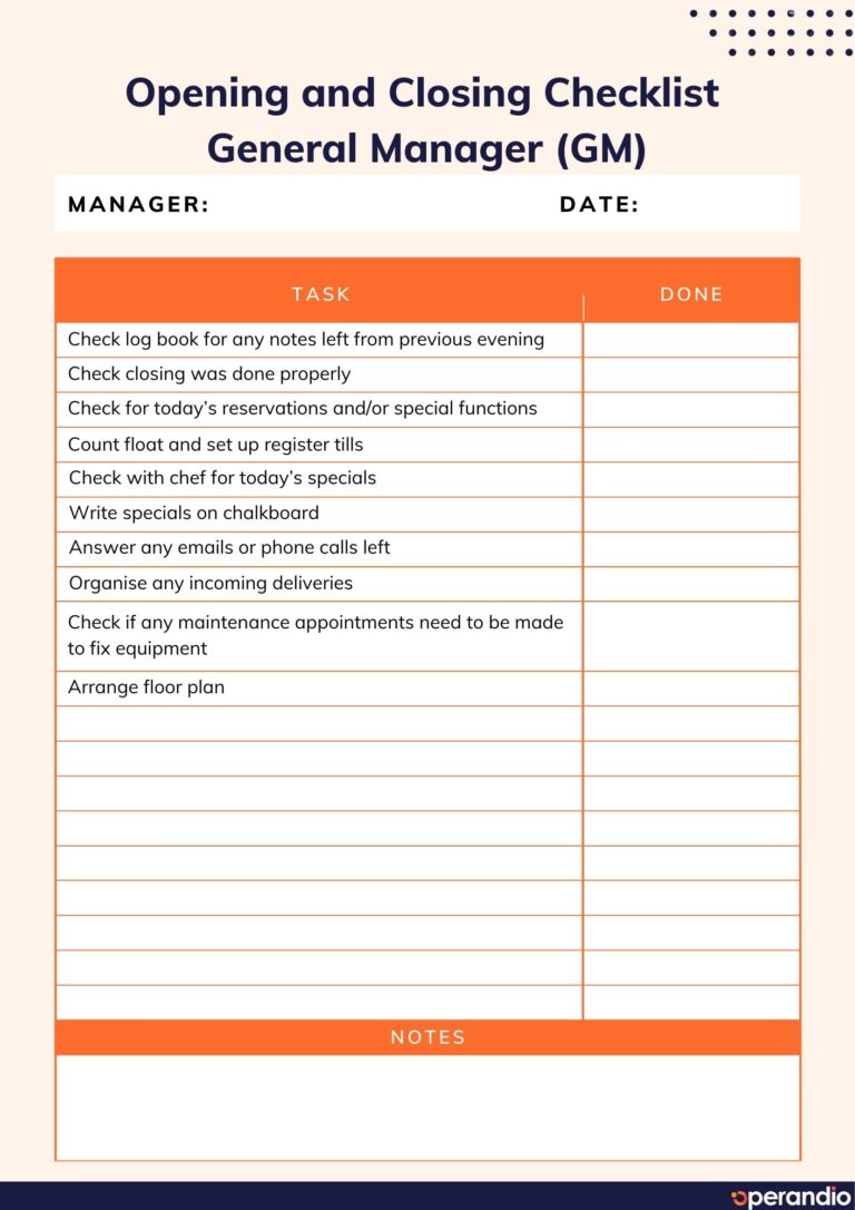 Essential Restaurant Checklist for Opening & Closing