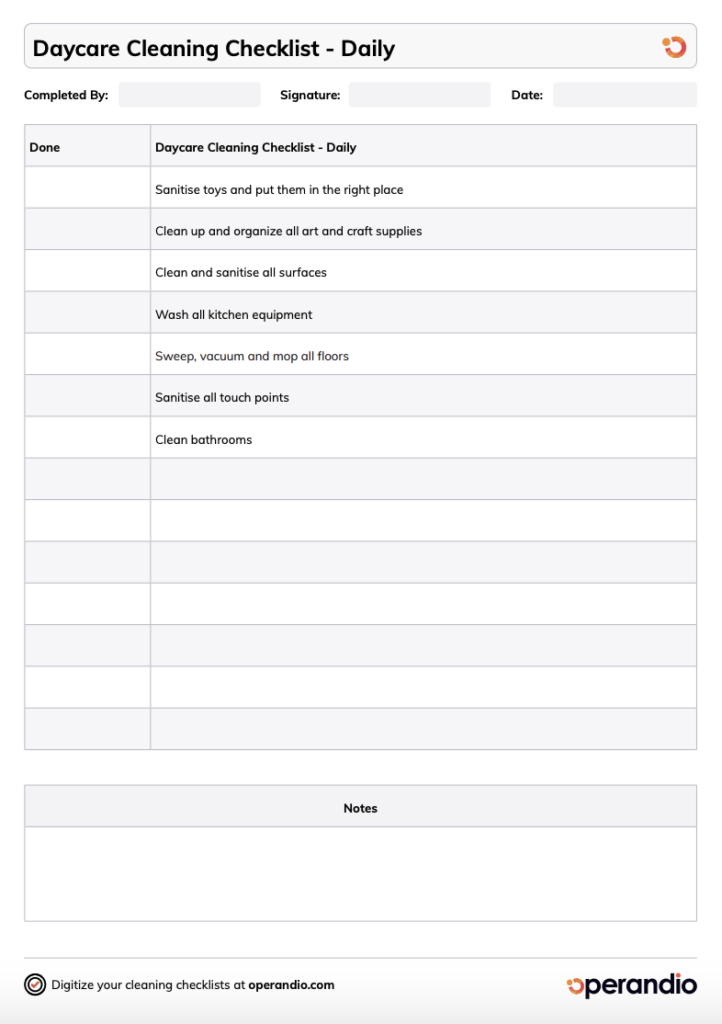 Daycare Cleaning Checklist: Childcare Cleaning App