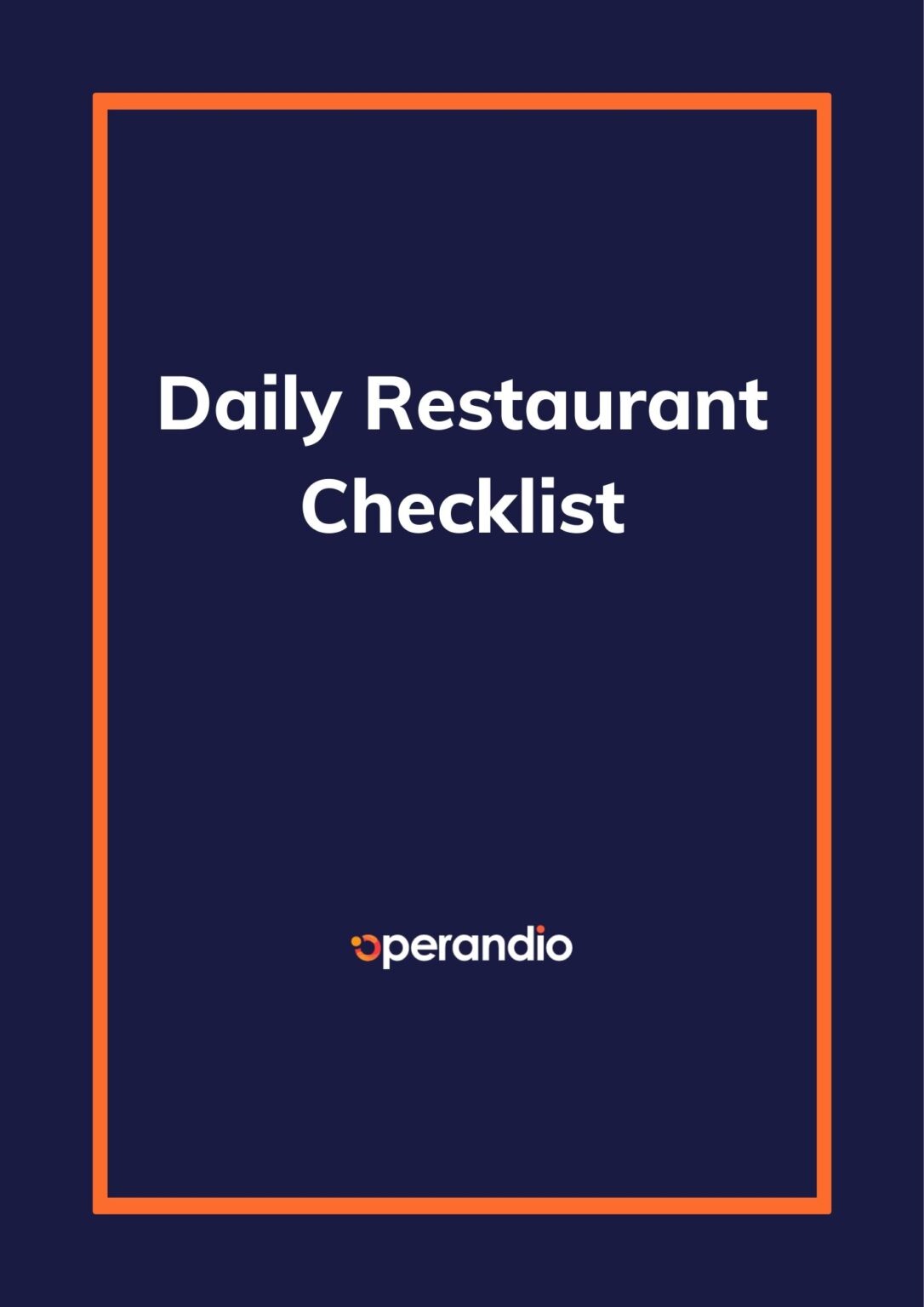 Daily Restaurant Checklist: For All Daily Restaurant Tasks