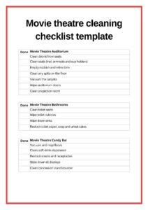 Free Movie Theater Cleaning Checklist | Operandio