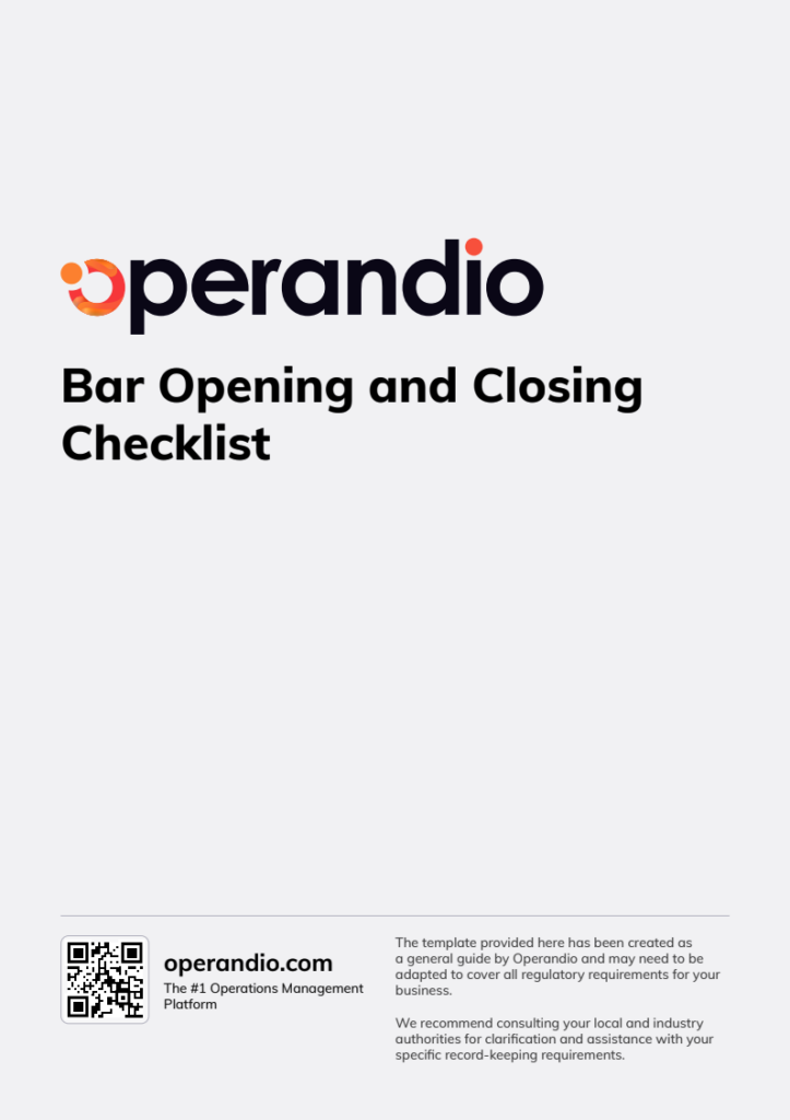 Bar Opening and Closing Checklist Template