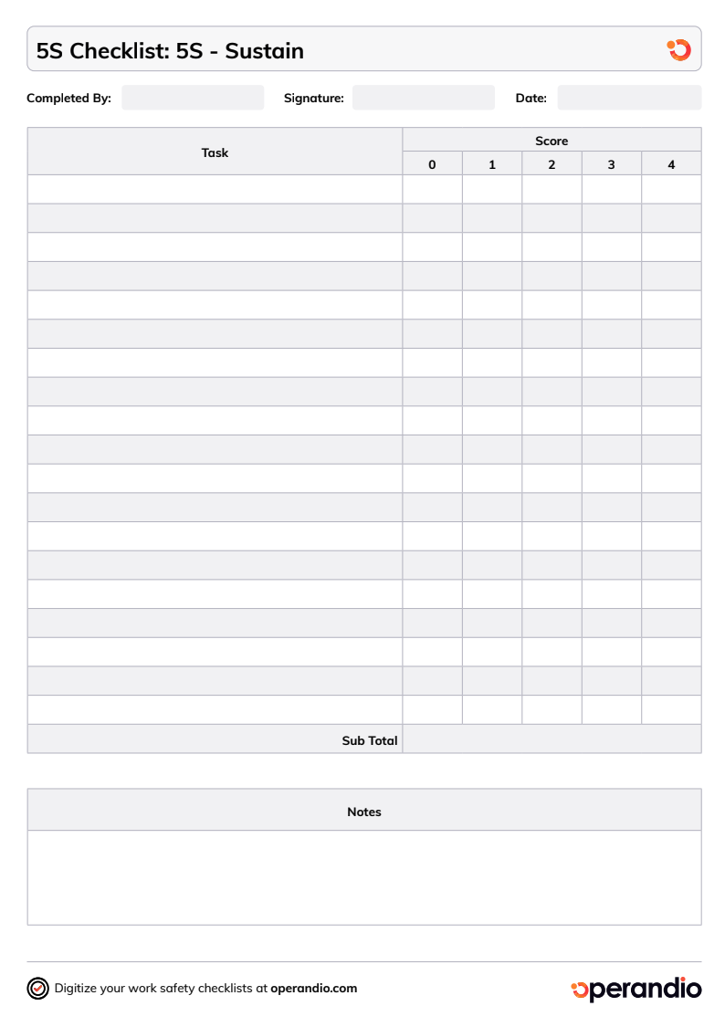 Free 5S Checklist Templates for Manufacturing Audits